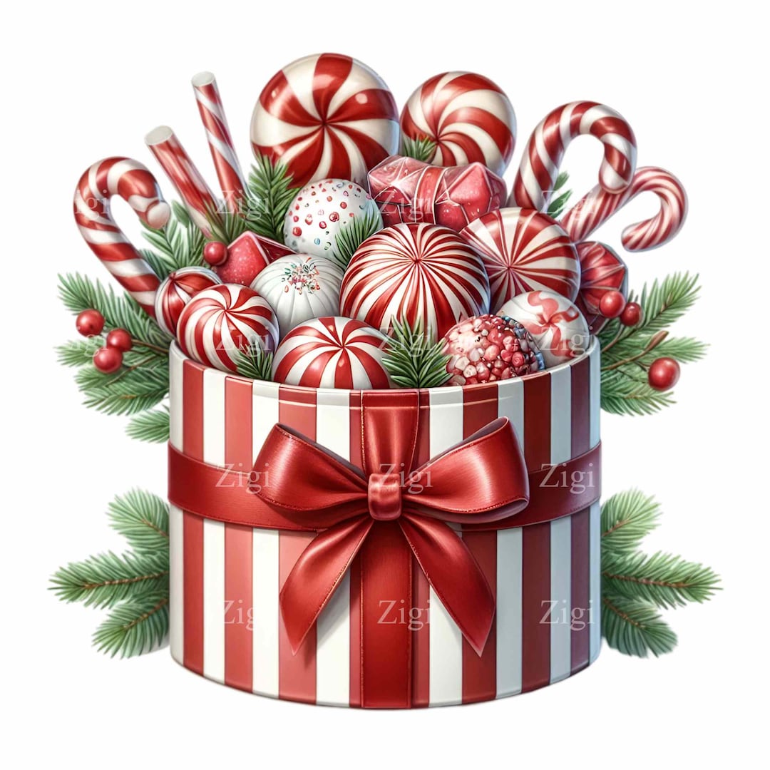 Festive Candy Cane Clipart | 12 Red and White Christmas Candy ...