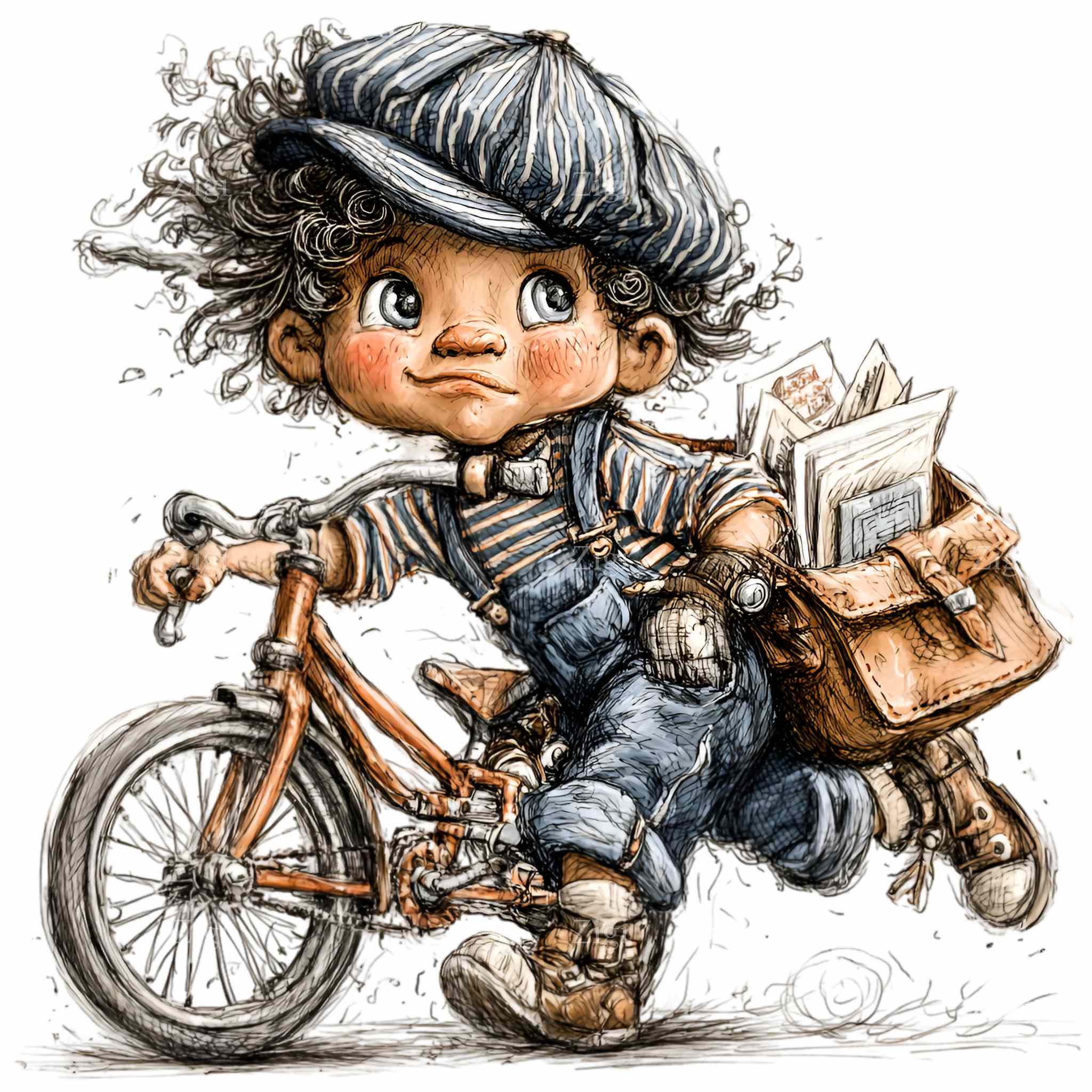 15 PNG Vintage Paperboy Bicycle Clipart – Retro Mail Delivery Kid ...