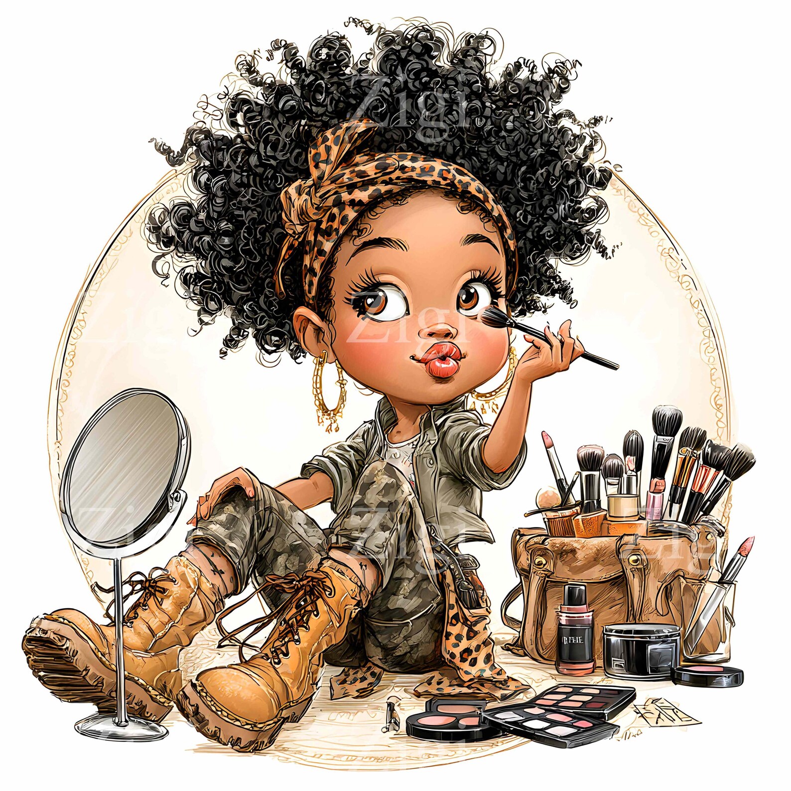 14 JPEG Afro Hair Girl – Makeup Table JPG Clipart – Cute Cartoon ...