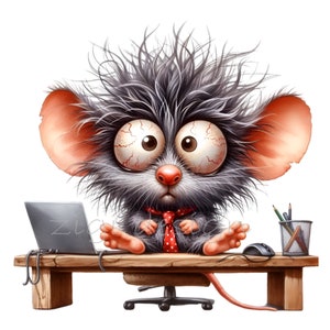 Mouse Office Computer Clipart, 12 PNG Funny Animal Lovers Gift Images ...