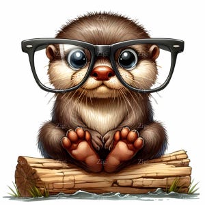 12 PNG Teacher Otter Clipart – Cute Professor Animal PNG With Books for ...