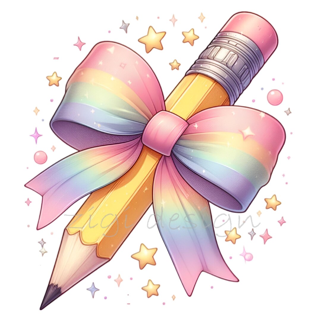 Rainbow Pastel Pencil Clipart With Star Accents 14 Digital PNG for ...