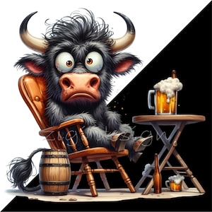 Drunk Cow Clipart, 15 PNG Comics Bull Alcohol Humorous Funny Cartoon ...