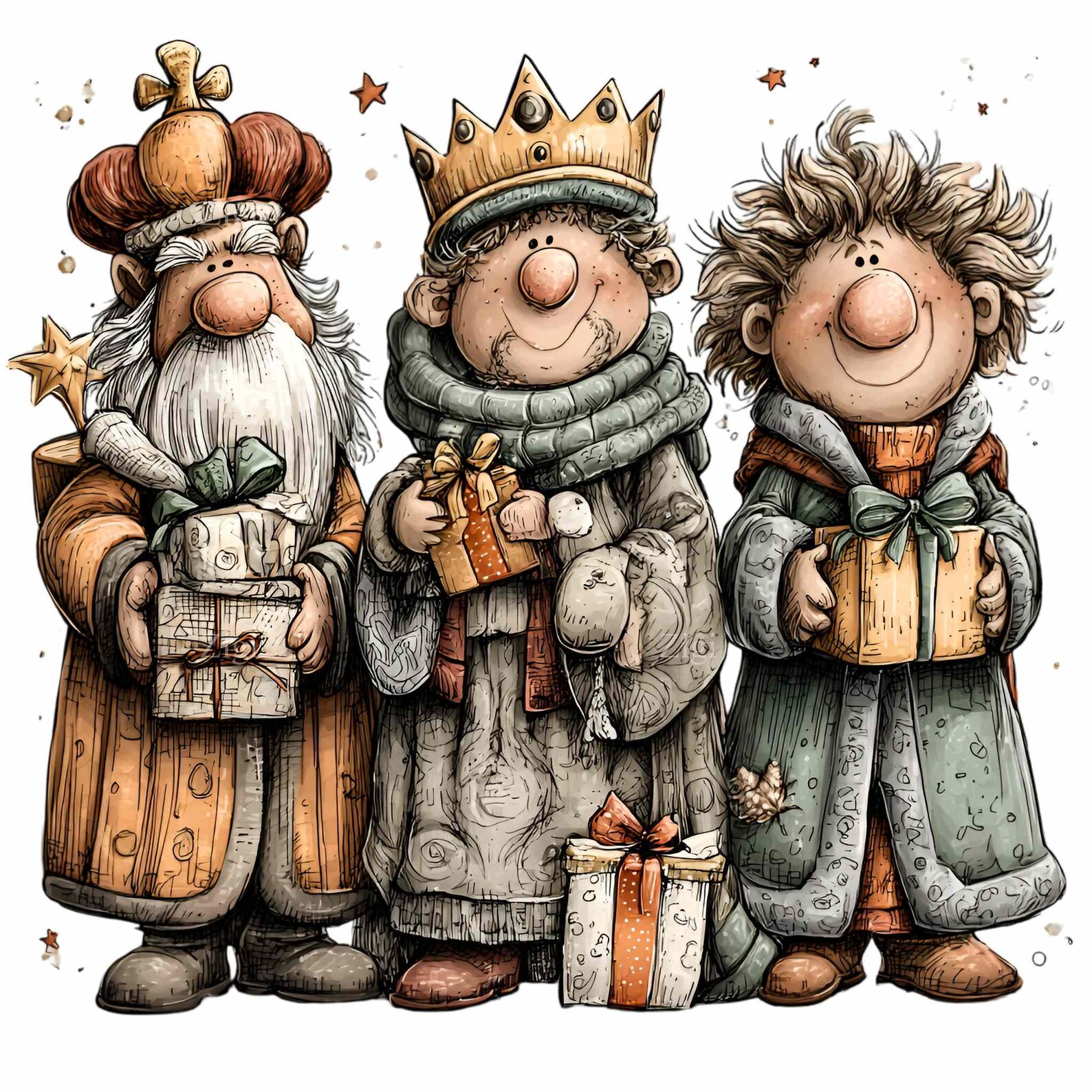 12 PNG Three Wise Men Clipart – Nativity Kings Illustration With Gifts ...