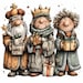 12 PNG Three Wise Men Clipart – Nativity Kings Illustration With Gifts ...