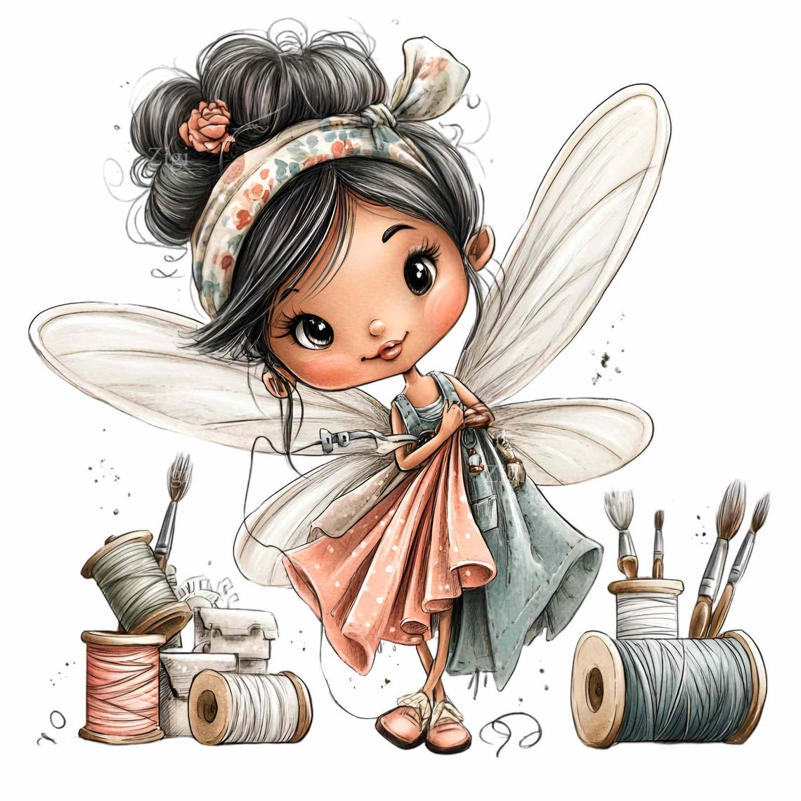 15 PNG Thread Spool Clipart – Sewing Fairy PNG – Cute Craft Art for ...