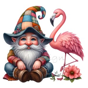 12 PNG Tropical Gnome Clipart - Flamingo PNG Illustration - Summer ...