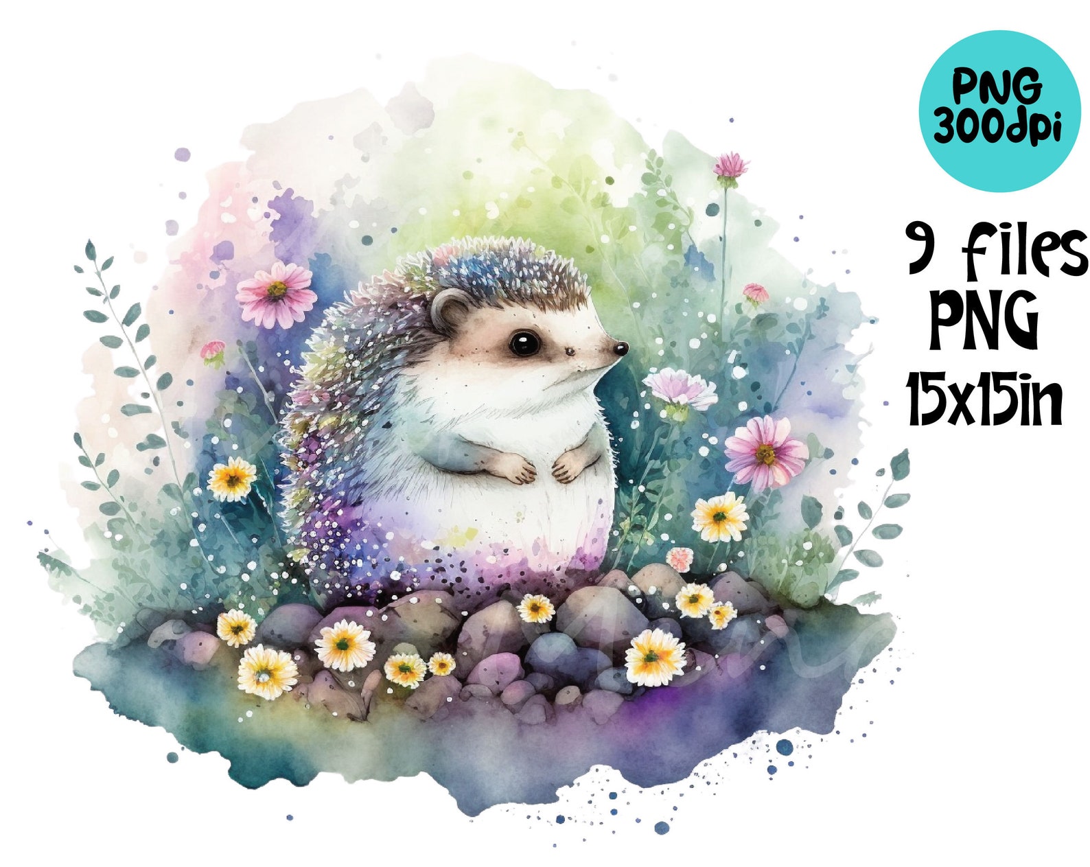 Watercolor Hedgehog Clipart PNG Sublimation - Etsy