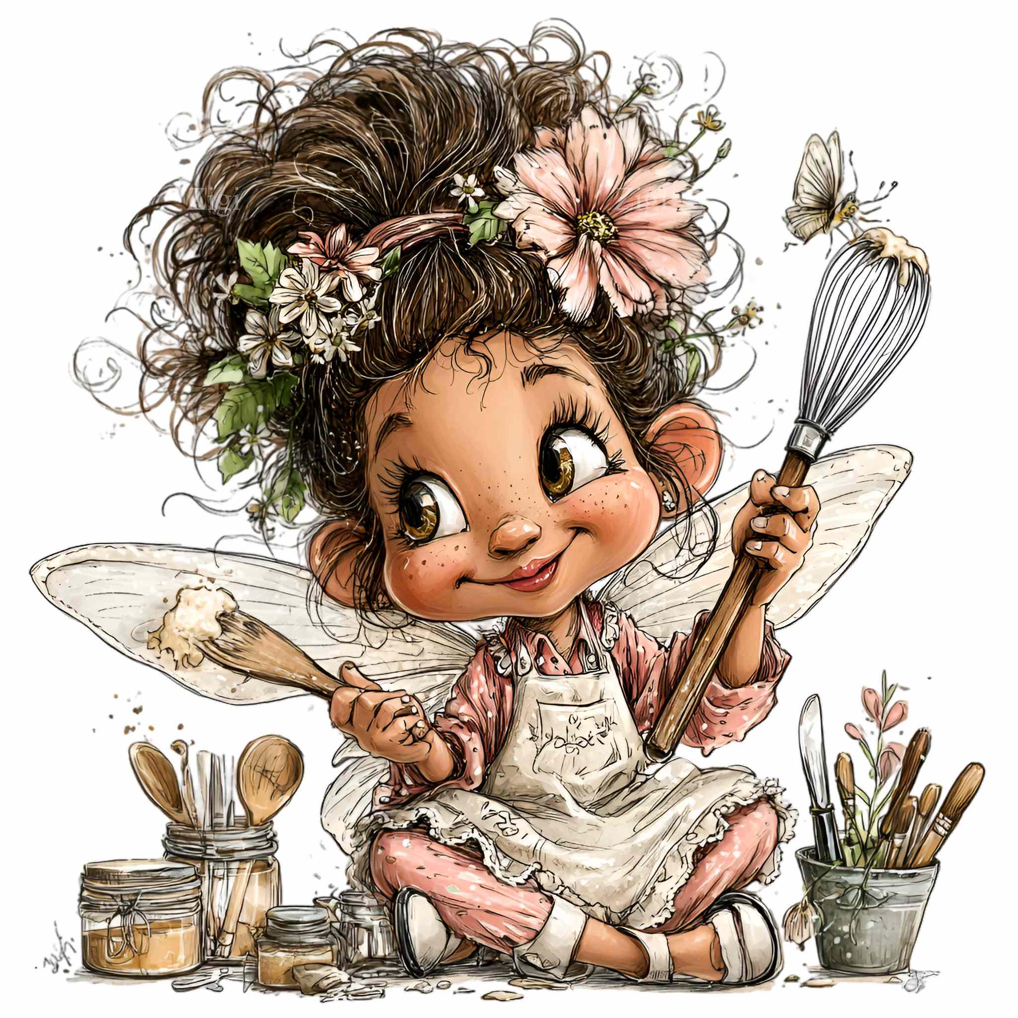 15 PNG Fairy Cooking Girl Clipart – Nursery Floral Illustration - Etsy