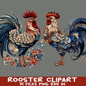 Vibrant Rooster Clipart Collection - 14 High-resolution PNG Files for ...