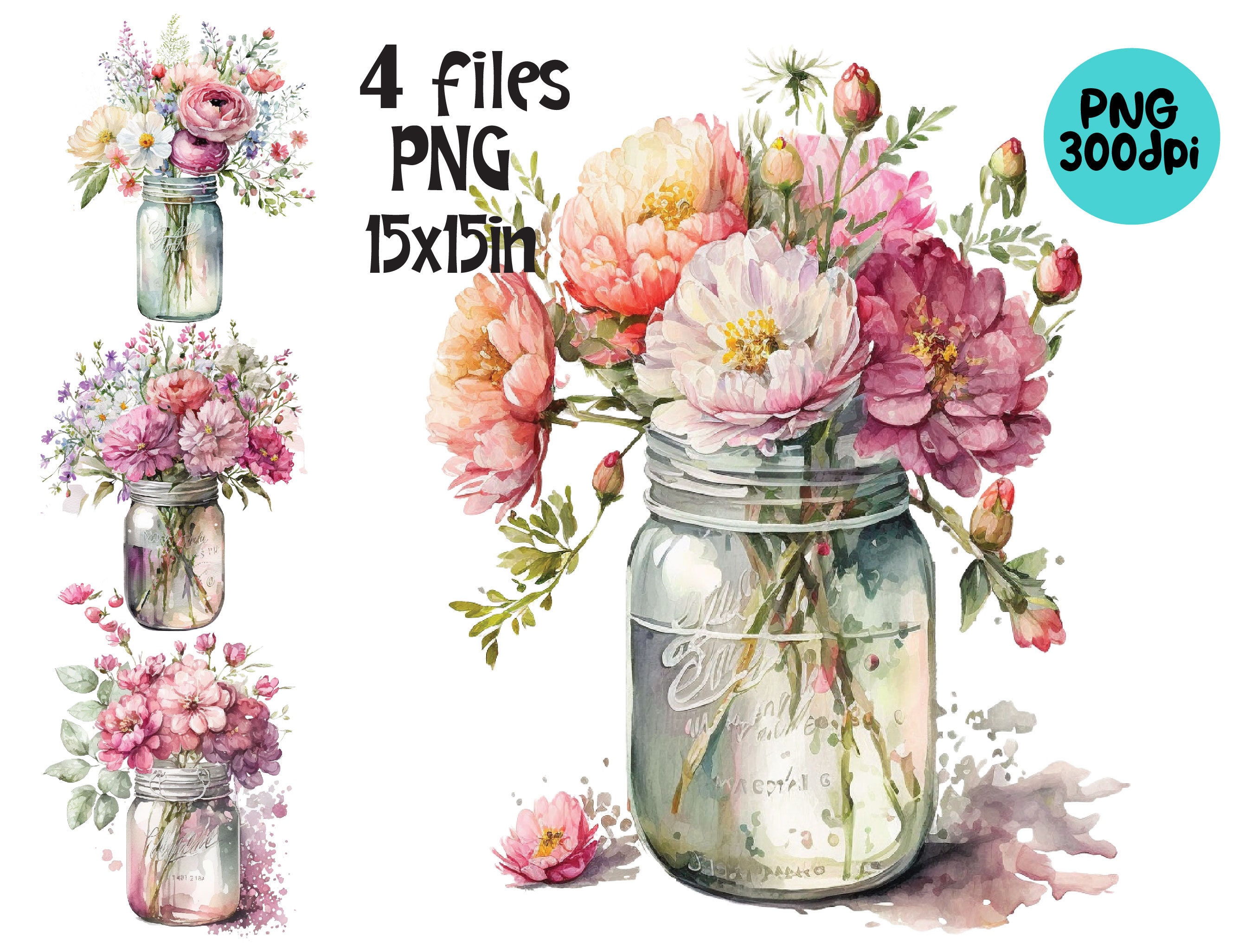 Pink Mason Jar Clip Art