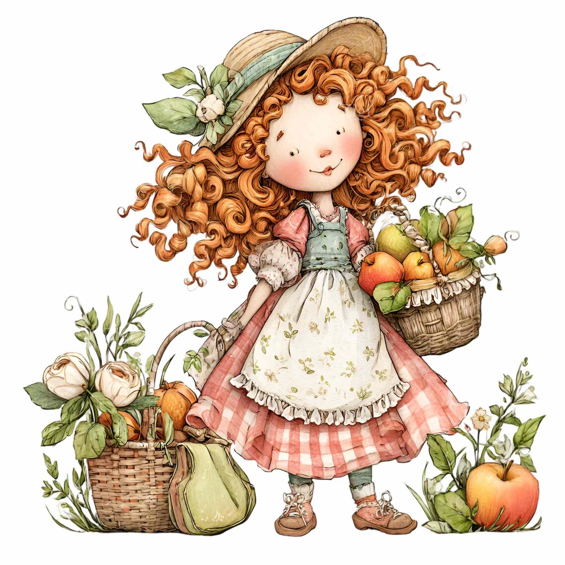 14 PNG Harvest Girl Clipart – Autumn Farm PNG – Digital Download for ...