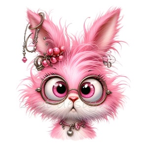 Pink Bunny Clipart 14 PNG - Cute Rabbit With Glasses and Jewelry ...