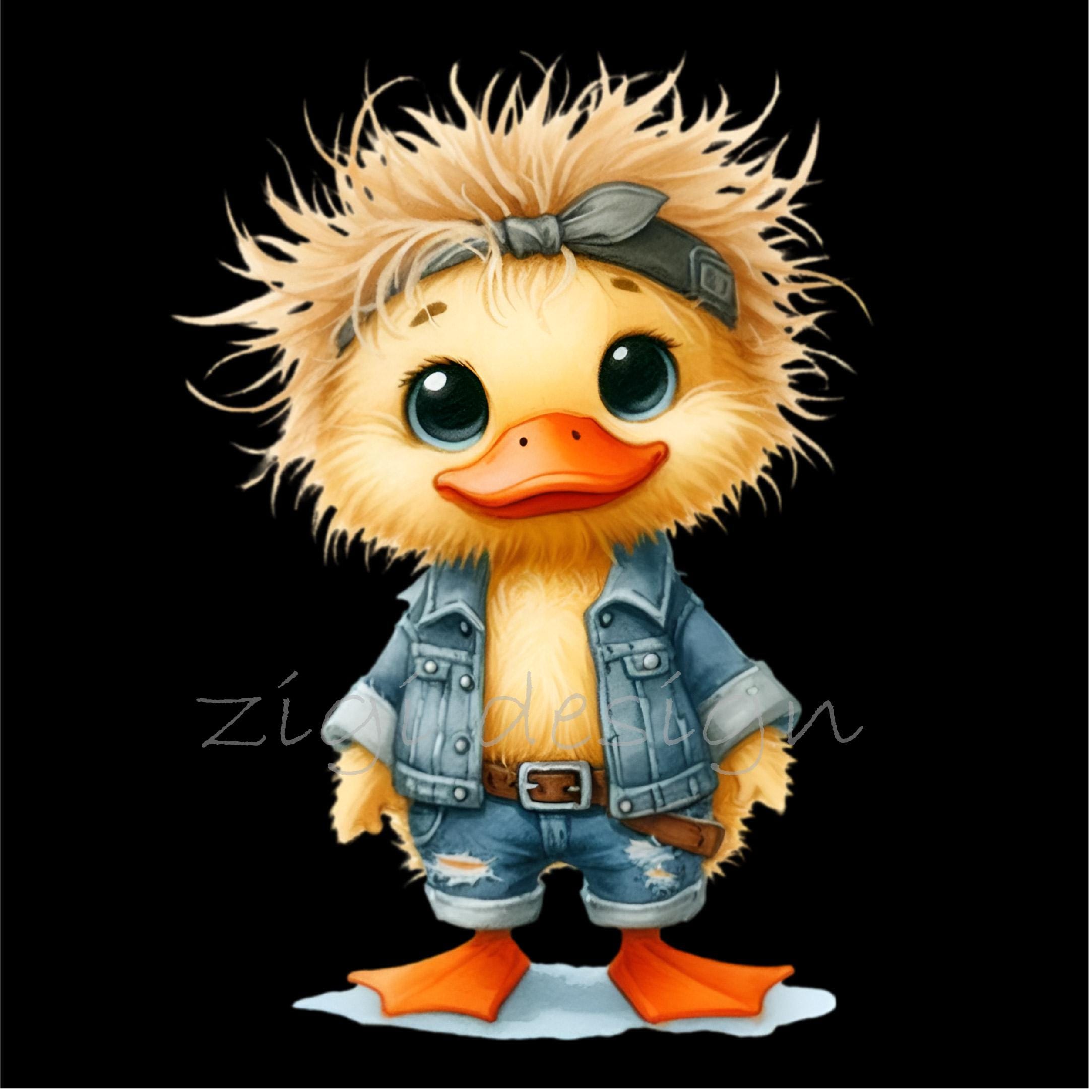 15 PNG Duckling Clipart, Rockstar Bird Illustration, Edgy Duck Art - Etsy