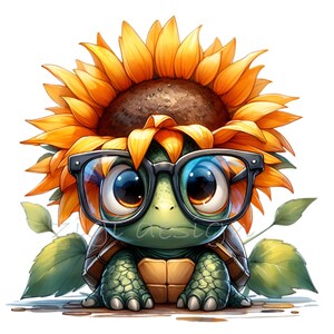 10 PNG Turtle Clipart – Sunflower Animal Illustration With Glasses ...
