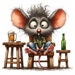 12 PNG Funny Drunk Mouse Clipart – Cartoon Bar Animal Illustration ...