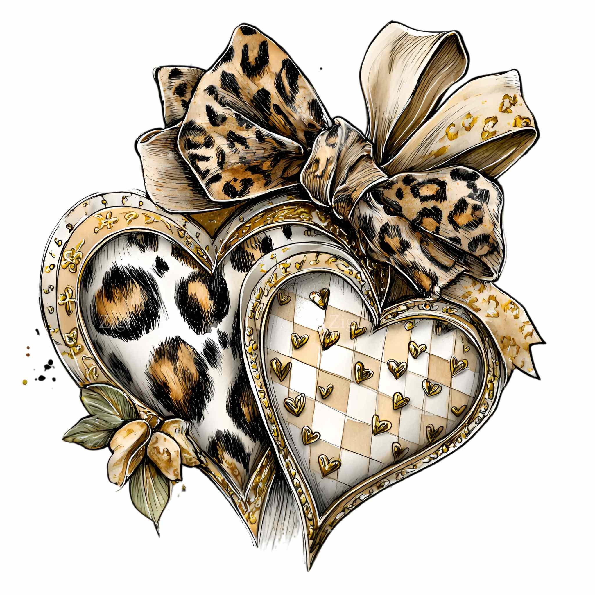 15 PNG Leopard Heart Buffalo Plaid Bow Clipart - Etsy
