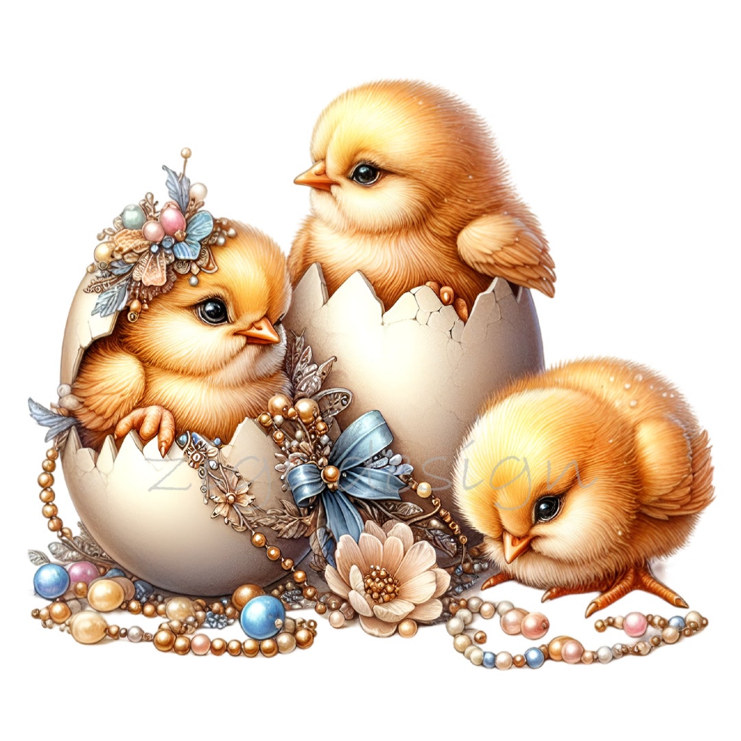 10 PNG Easter Chicks Clipart – Baby Chick Egg Illustration, Spring Farm ...