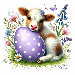 10 Calf PNG With Polka Dot Egg PNG Clipart – Whimsical Spring and ...