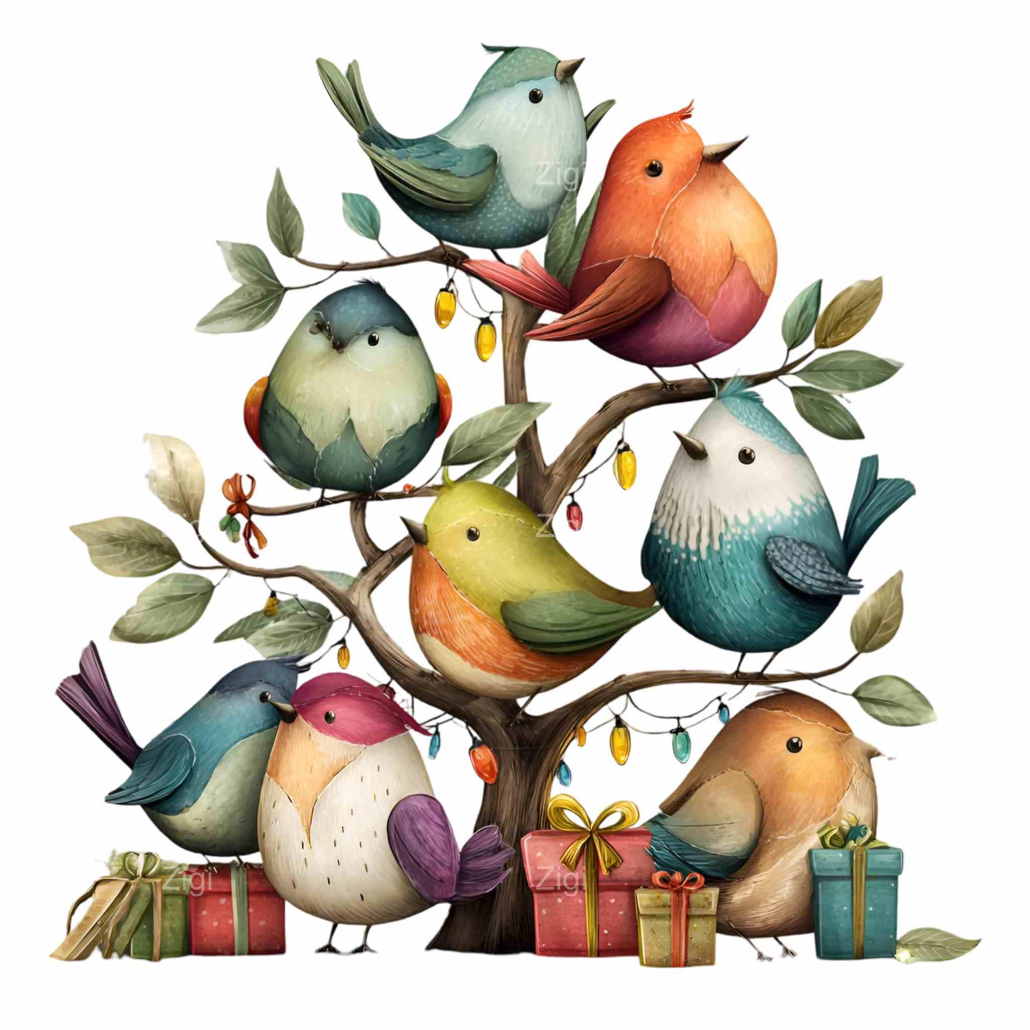 15 PNG Christmas Birds Clipart - Festive Bird PNG With Gifts and ...