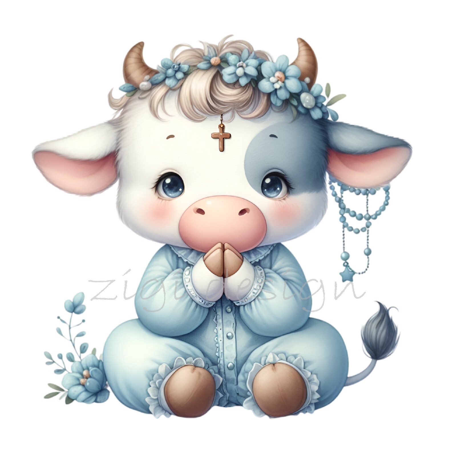 Praying Clipart, Christian Clipart, Cow Clip Art, 15 PNG Blue ...