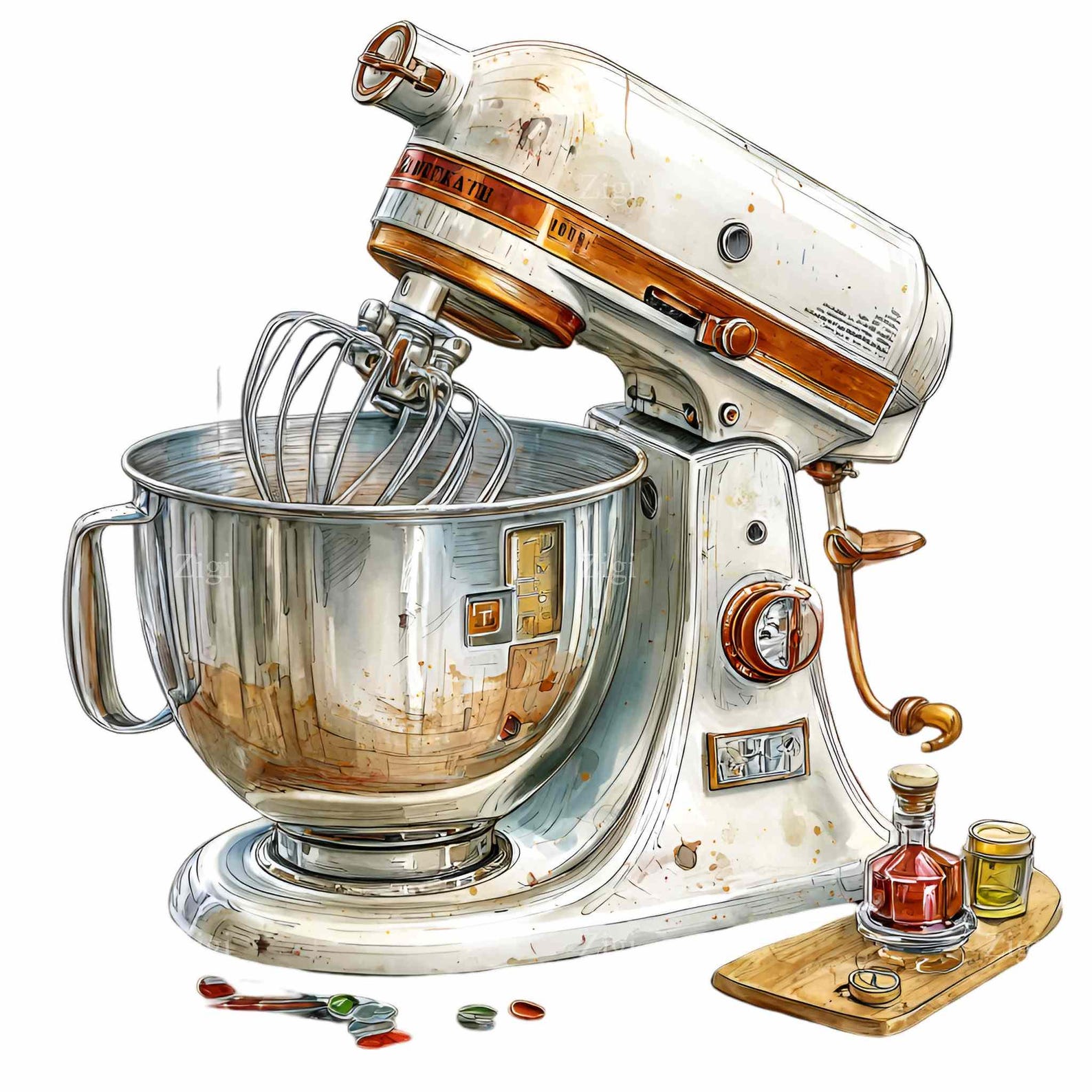 15 PNG Vintage Stand Mixer Clipart, Watercolor Kitchen Appliance ...