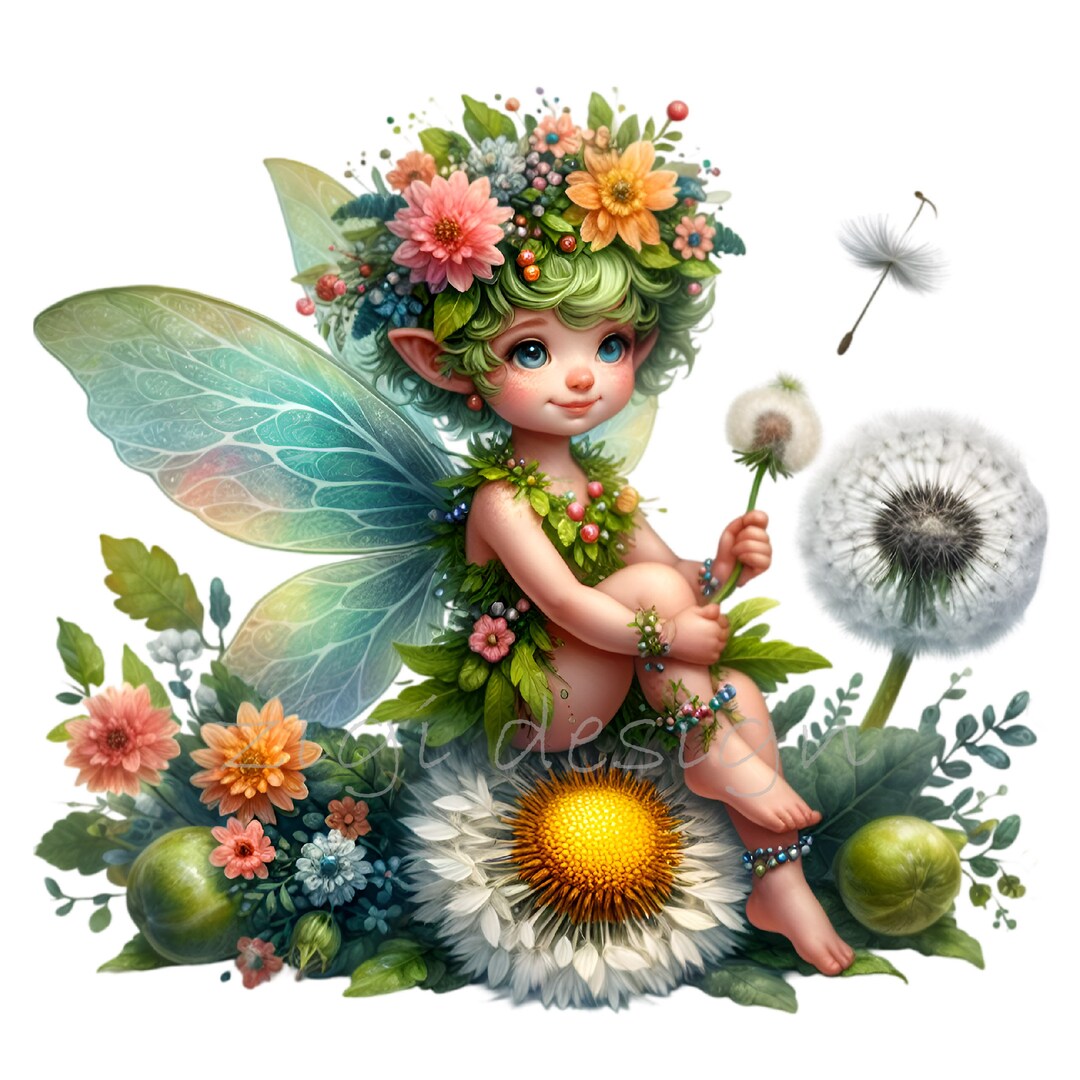 Fairy Clipart, Dandelion Clip Art, Girl Dandelion Clipart, 12 PNG ...
