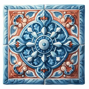 Vintage Blue Tile PNG Clipart 12 Elegant Floral Pattern Decorative Tile ...