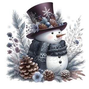 Festive Snowman Clipart PNG, 12 Winter Snowman With Top Hat and ...