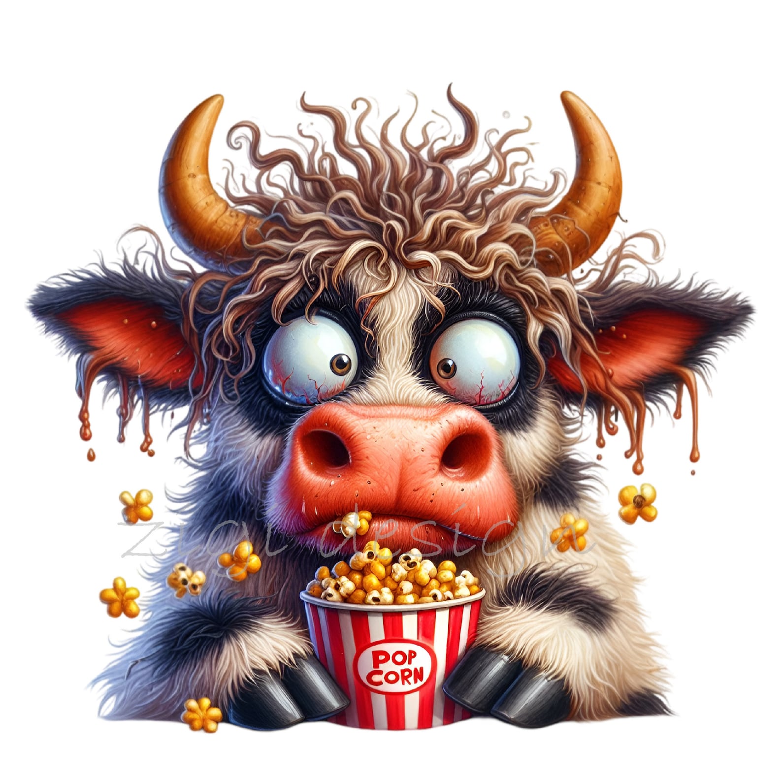 10 PNG Funny Cow Clipart PNG – Popcorn Farm Animal Humor Illustration ...