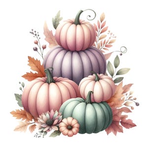 12 PNG Pastel Pumpkins – Fall PNG Clipart – Soft Autumn Decor for ...