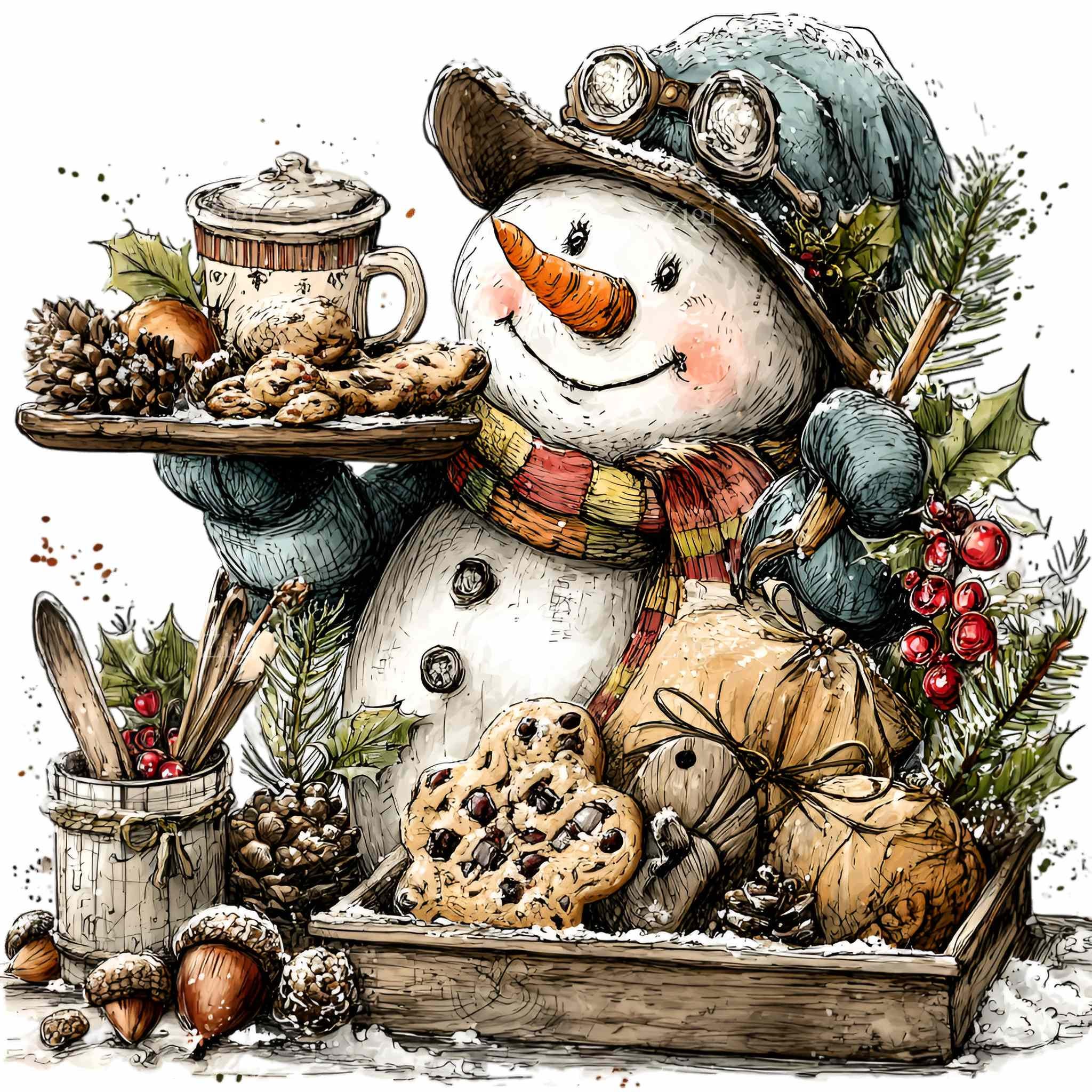 10 PNG Holiday Snowman Clipart – Christmas Cookie PNG – Cute Winter ...