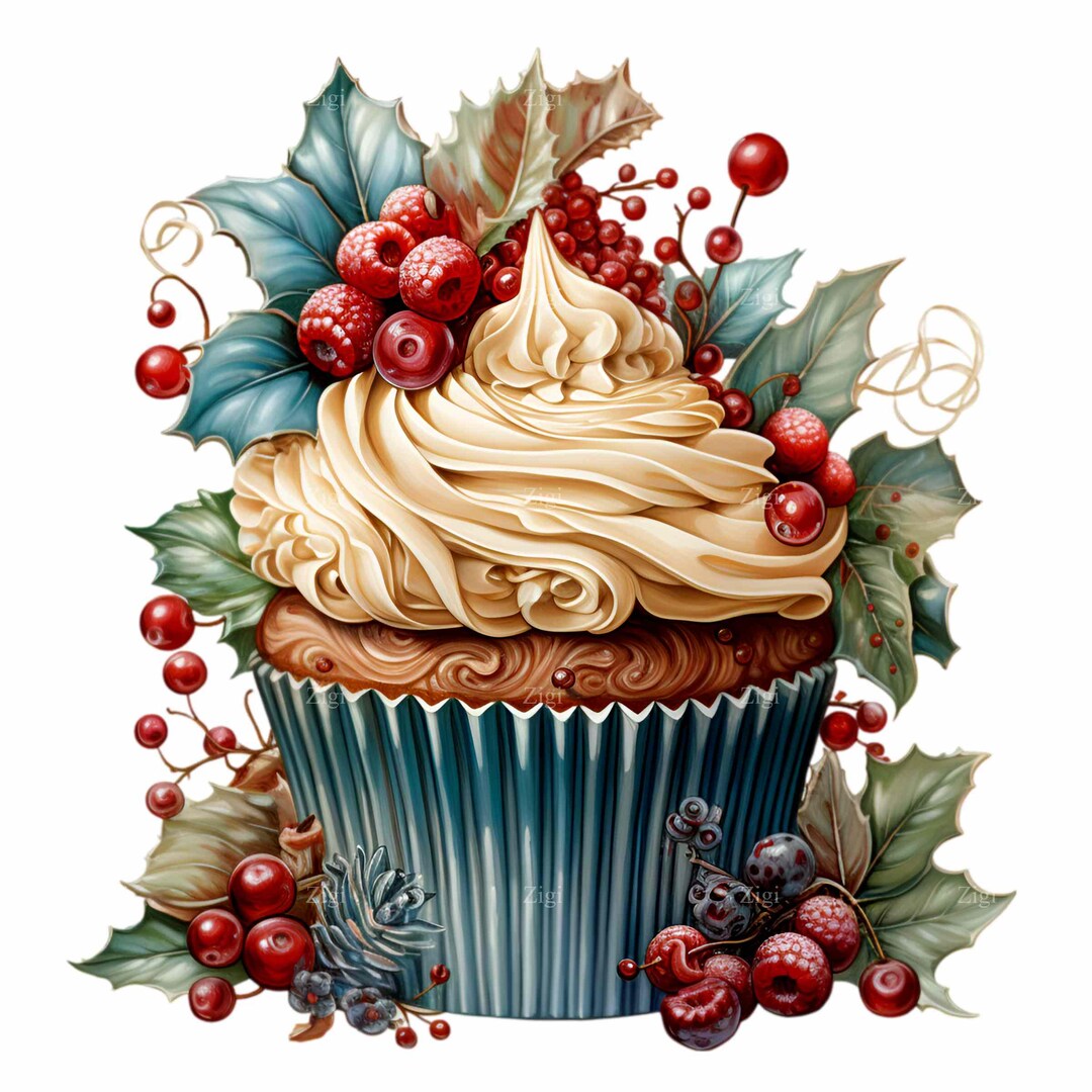 15 PNG Christmas Cupcake Clipart – Festive Dessert PNG – Holiday Baking ...