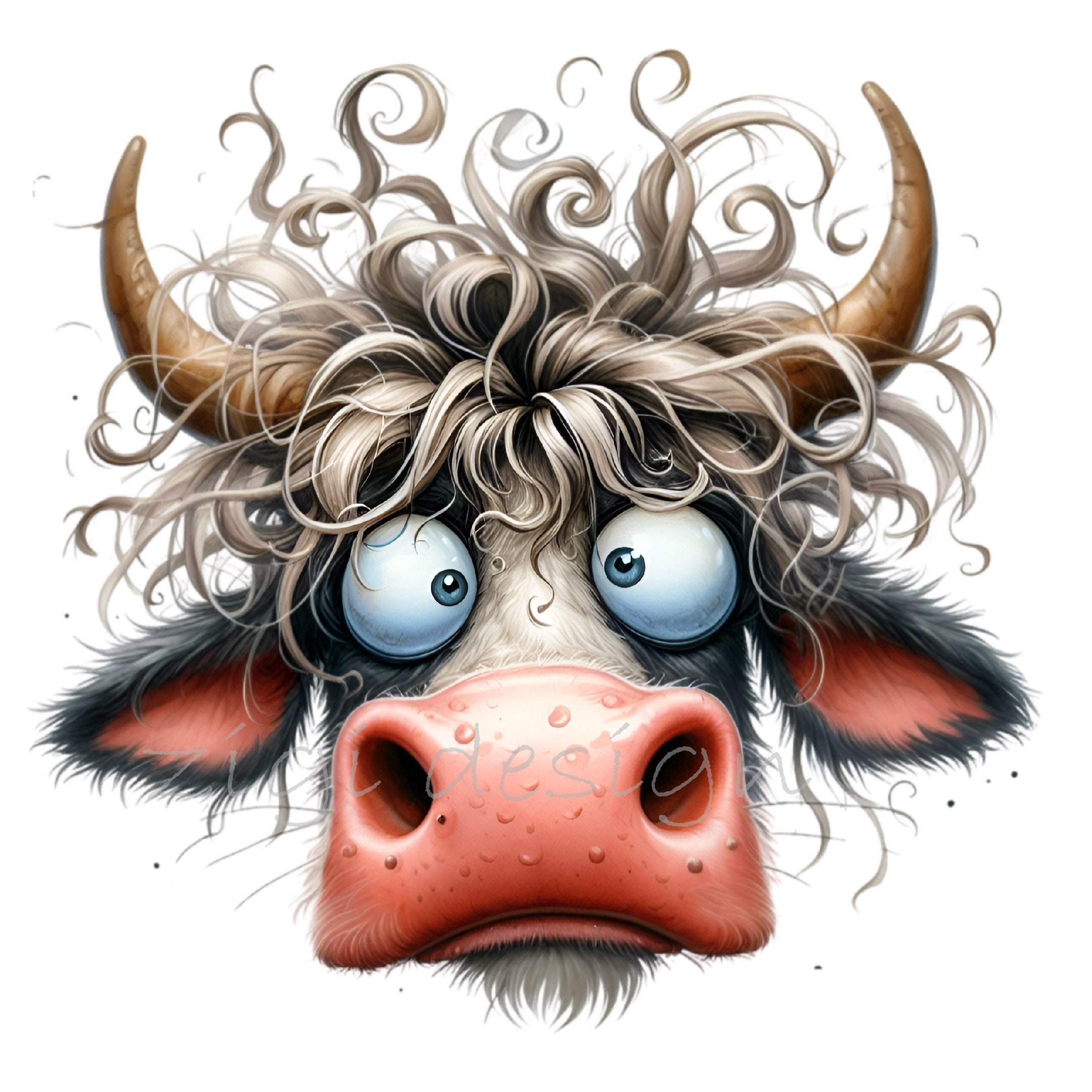 Comics Cow Portrait Clipart, 15 PNG Funny Heifer Lovers Gift Cartoon ...
