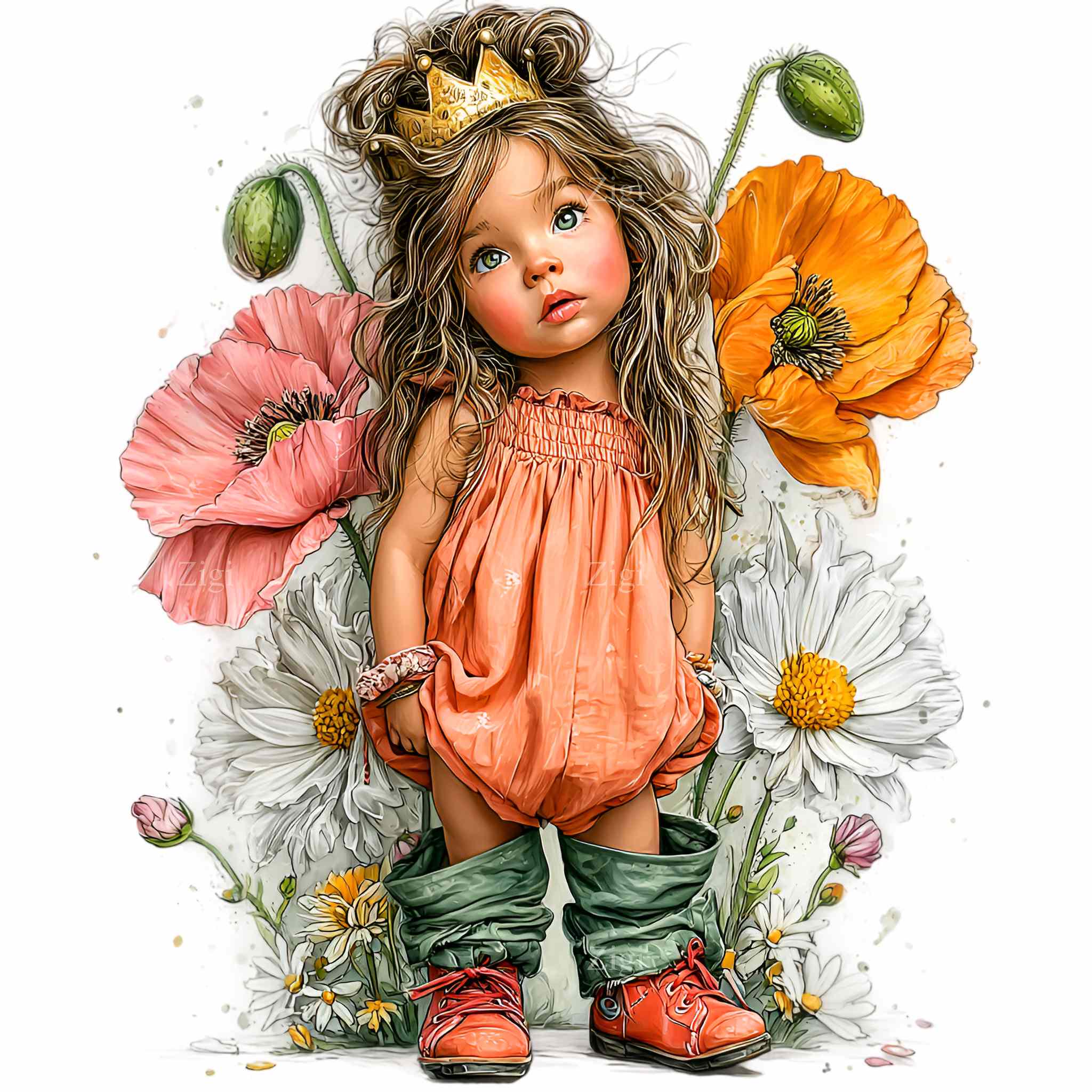 15 PNG Princess Girl Clipart – Cute Crown PNG With Flowers for Nursery ...