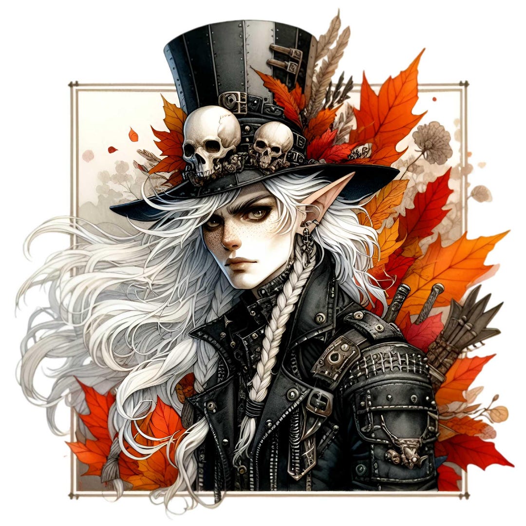 Dark Elf Warrior With Top Hat and Skulls PNG Clipart 12 Gothic Fantasy ...