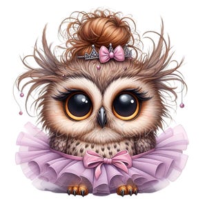 Princess Owl Clipart PNG, Pink Owl With Tiara and Tutu, 10 Cute Animal ...