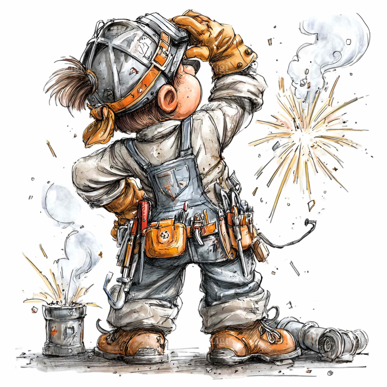 15 PNG Mechanic Clipart – Cartoon Handyman Worker Illustration for T ...
