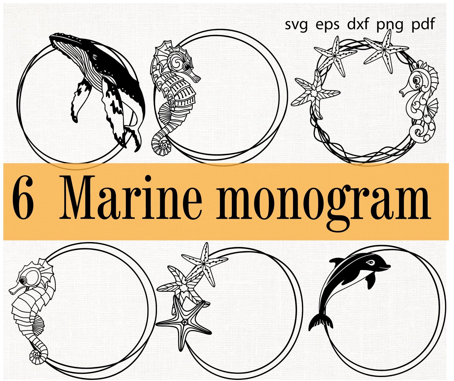 Marine Frame Svg Monogram Frame Svg Sea Ocean Beach Svg - Etsy