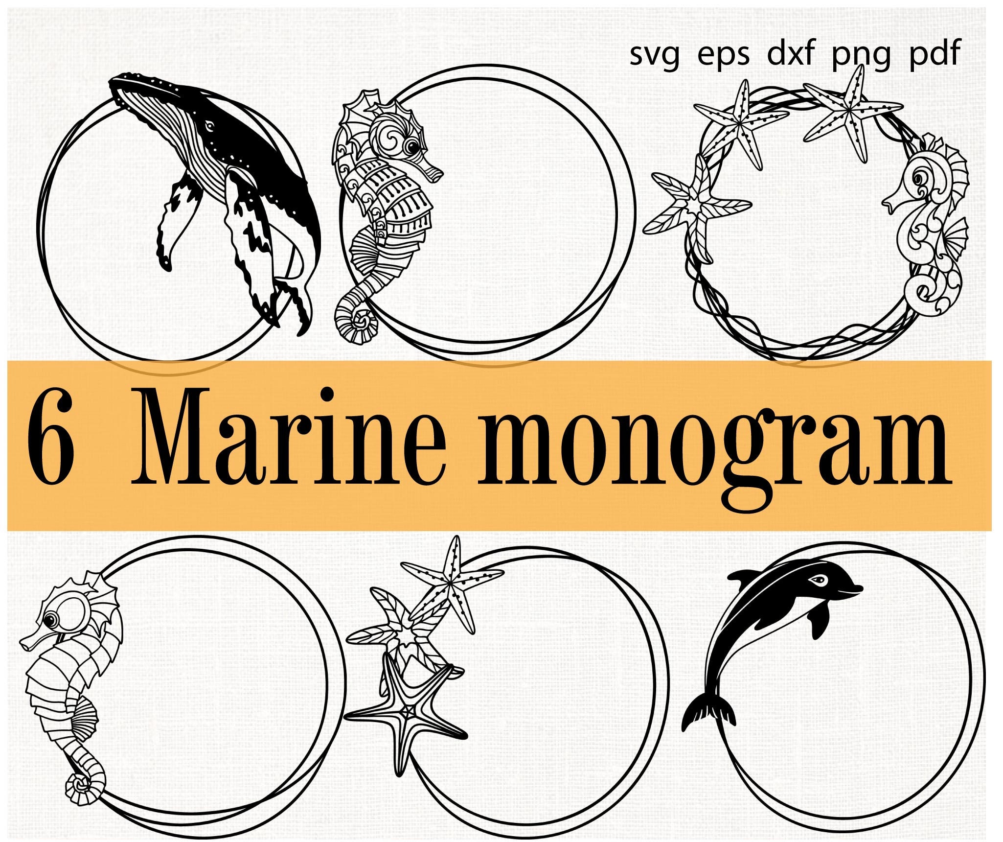 Marine Frame Svg Monogram Frame Svg Sea Ocean Beach Svg - Etsy Canada