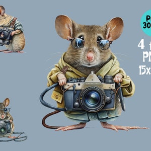 Photographer Clipart PNG Funny Mice Photo Camera Sublimation - Etsy ...
