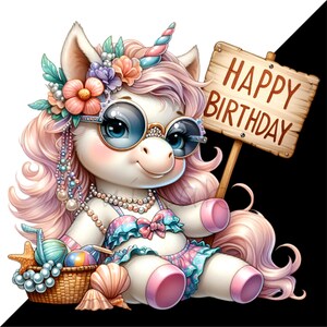 15 PNG Unicorn Birthday Clipart – Cute Pastel Unicorn for Kids Party ...