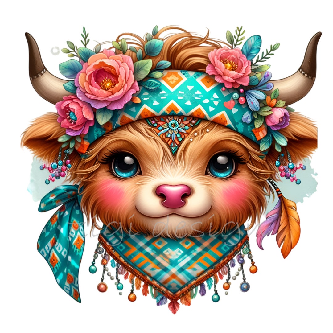 Aztec Pattern Clipart, Highland Cow Clipart, Tribal Clip Art, 10 PNG ...