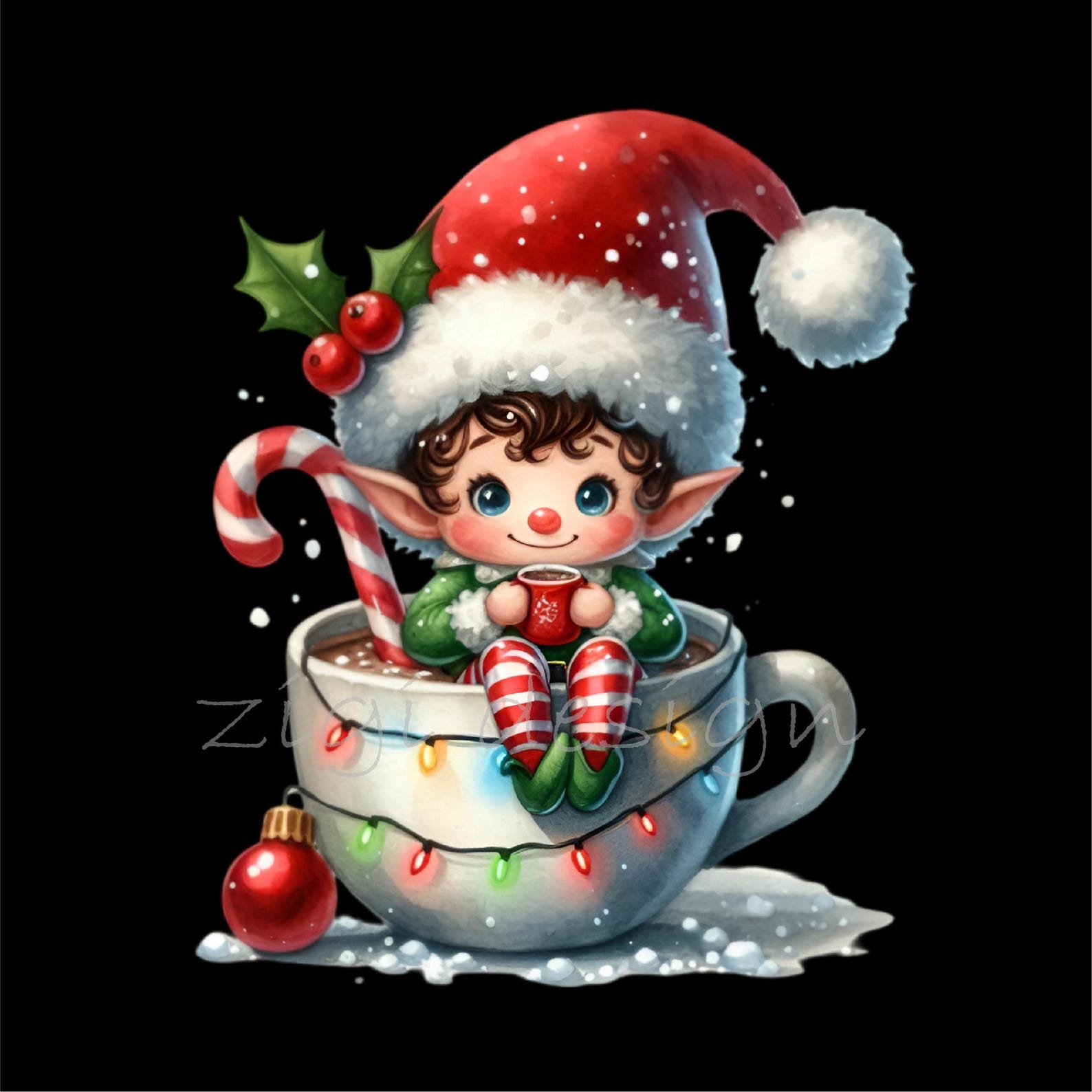 17 PNG Christmas Elf Clipart – Cute Holiday PNG Girl in Mug for Cards ...