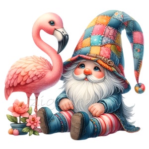 12 PNG Tropical Gnome Clipart - Flamingo PNG Illustration - Summer ...