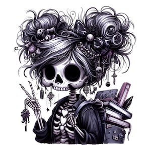 15 PNG Goth Skeleton Girl – Halloween School PNG Clipart – Spooky ...