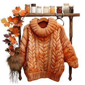 Autumn Knits Clipart PNG, 15 Rustic Fall Sweaters and Blankets ...