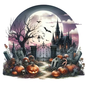 12 PNG Spooky Halloween Night Clipart PNG - Haunted House, Full Moon ...