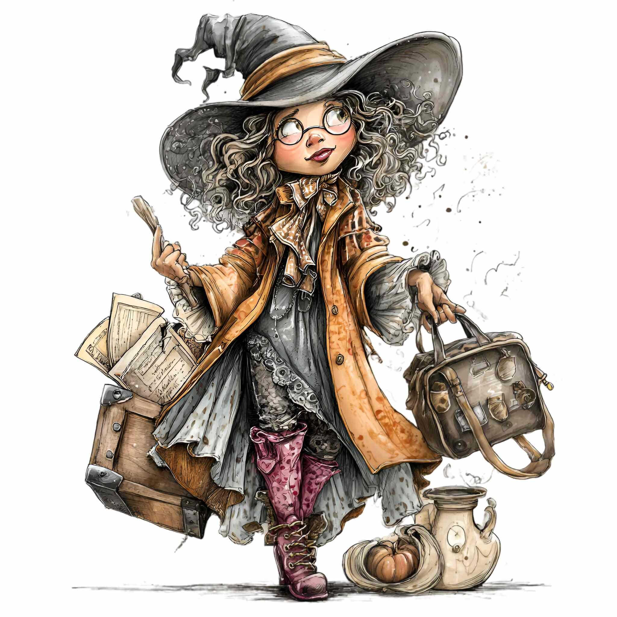 17 PNG Witch Lady Clipart – Halloween PNG – Elegant Spellcaster Graphic ...
