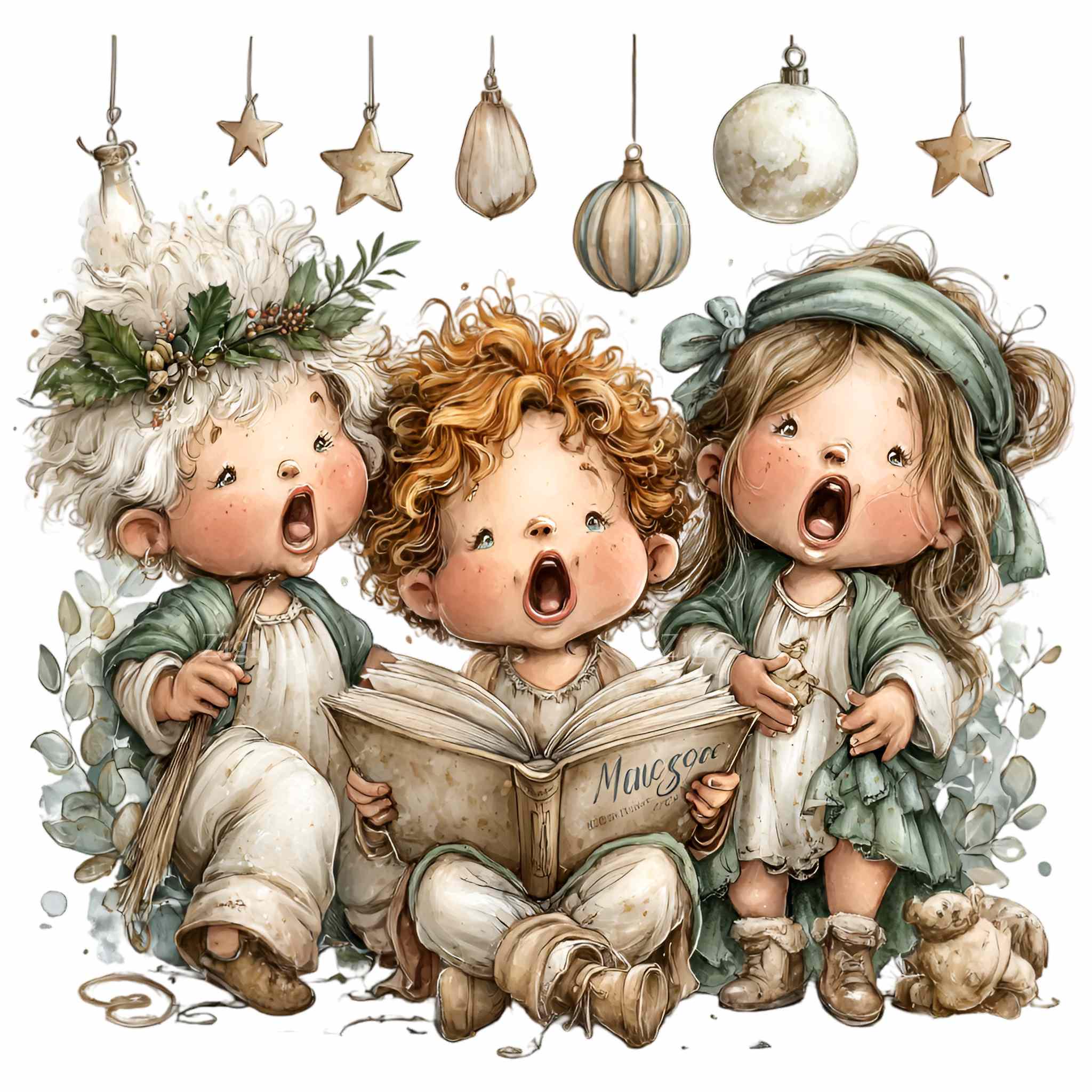 15 PNG Caroling Angels Clipart – Christmas Kids PNG – Cute Holiday ...
